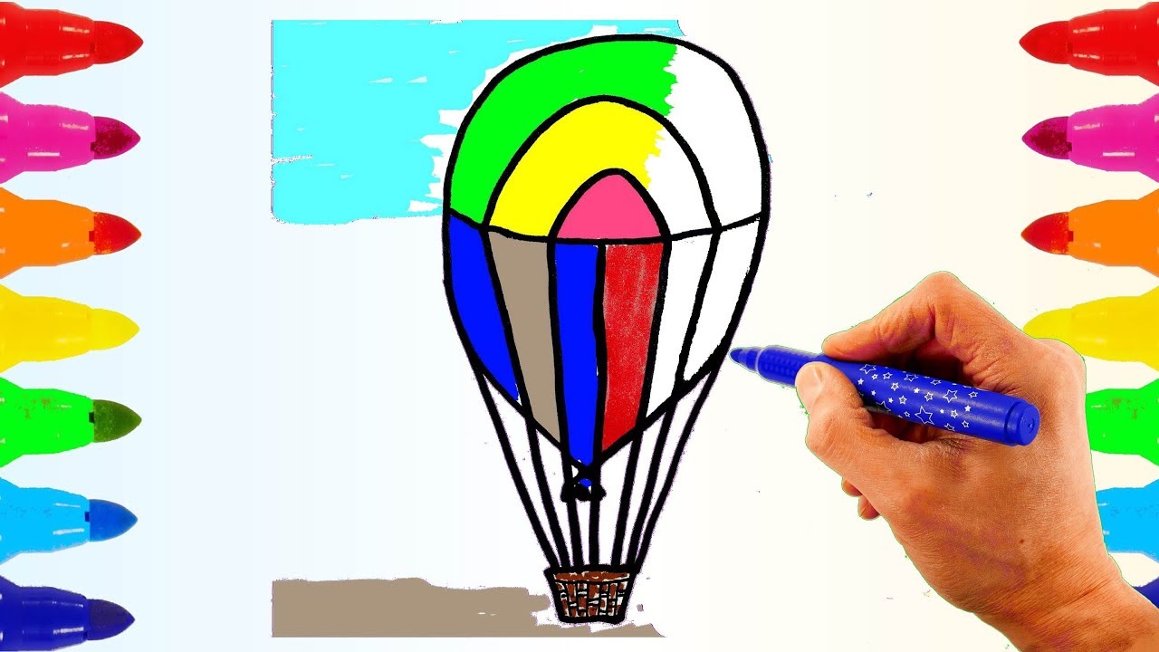 How To Draw Balloon with Colored Markers for Kids Children Toddlers ...