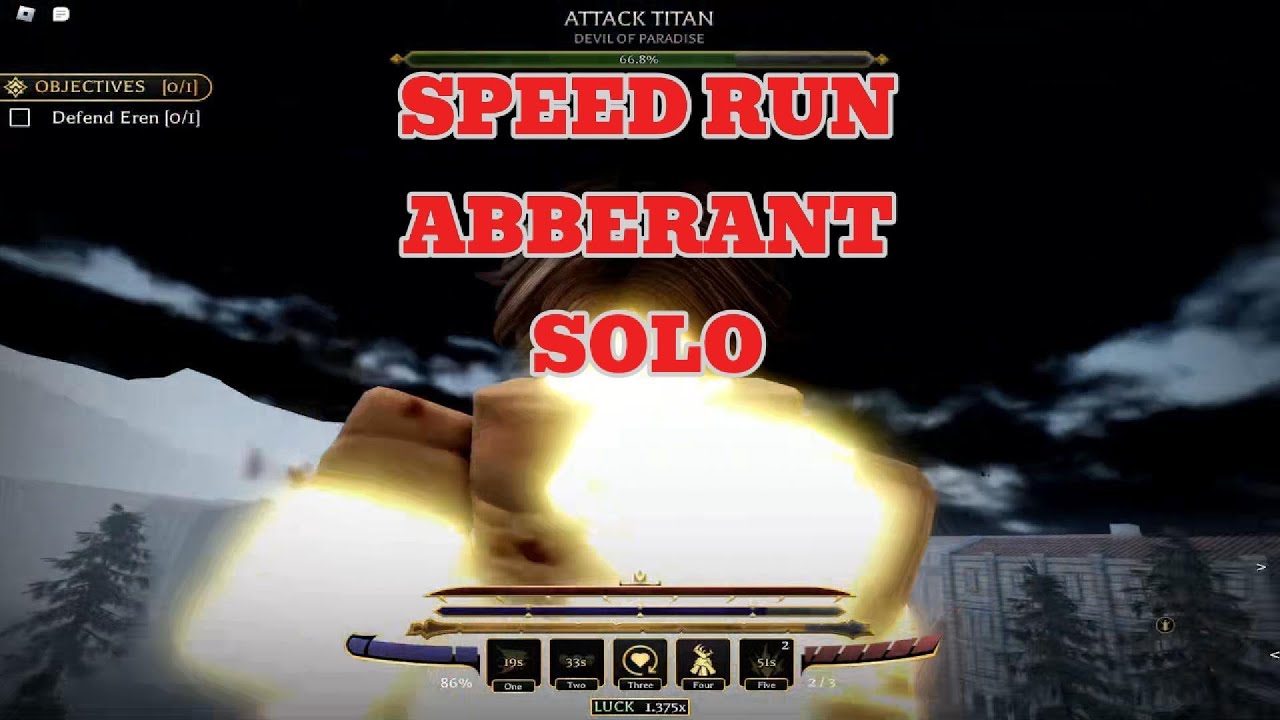 AOTR SOLO ABBERANT RAID SPEED RUN/attack on titan revolution roblox ...