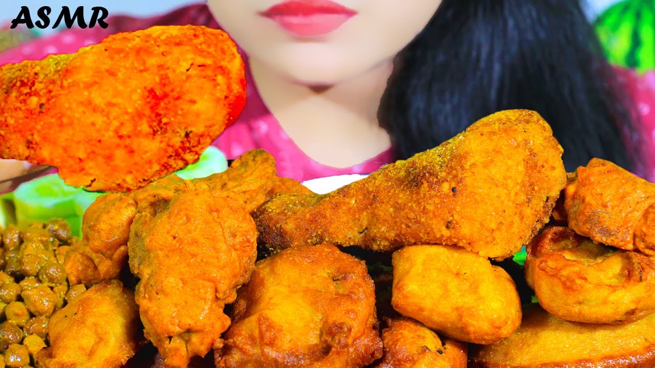 ASMR SPICY FRIED CHICKEN, SOLA, POTATO CHAP & CUCUMBER EATING SOUNDS ...