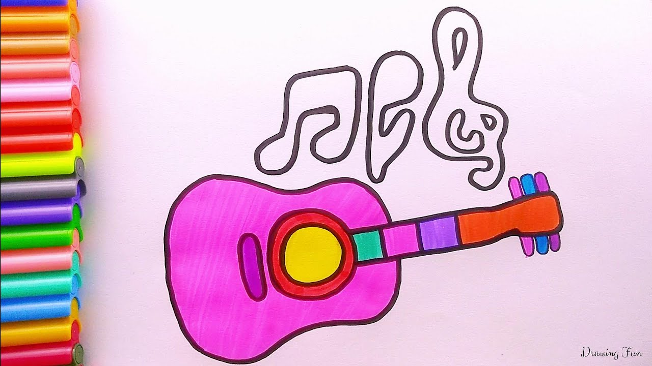 How to Draw a Guitar | Easy Guitar Outline Drawing Step by Step ...