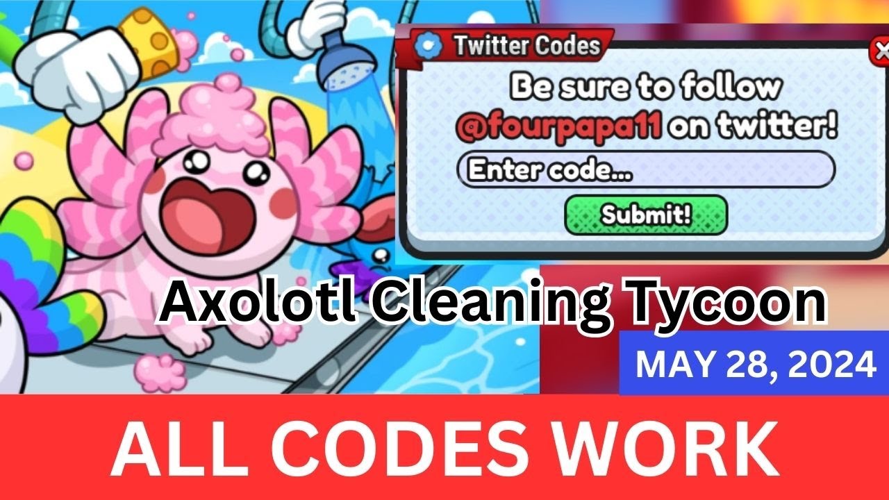 All CODES WORK Axolotl Cleaning Tycoon ROBLOX, May 28, 2024 - YouTube