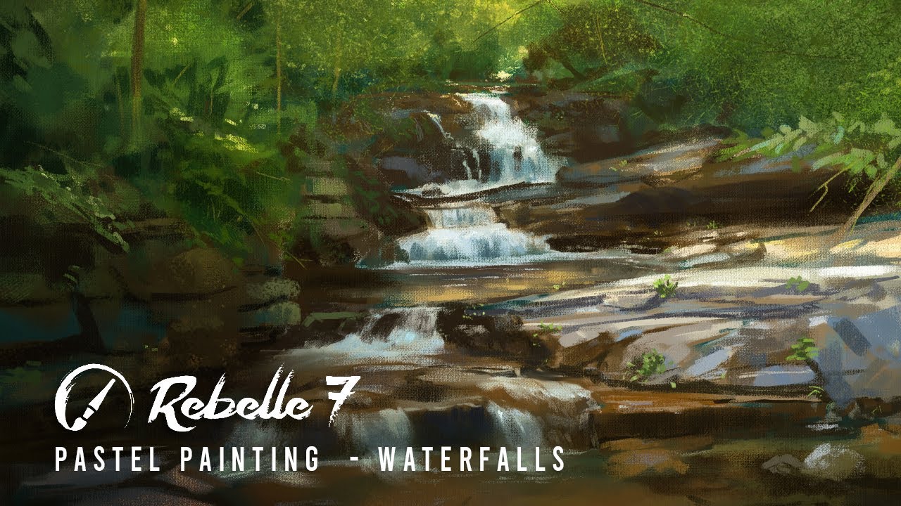 Rebelle7 - Pastels Painting - Waterfalls - Daily Art Study - YouTube