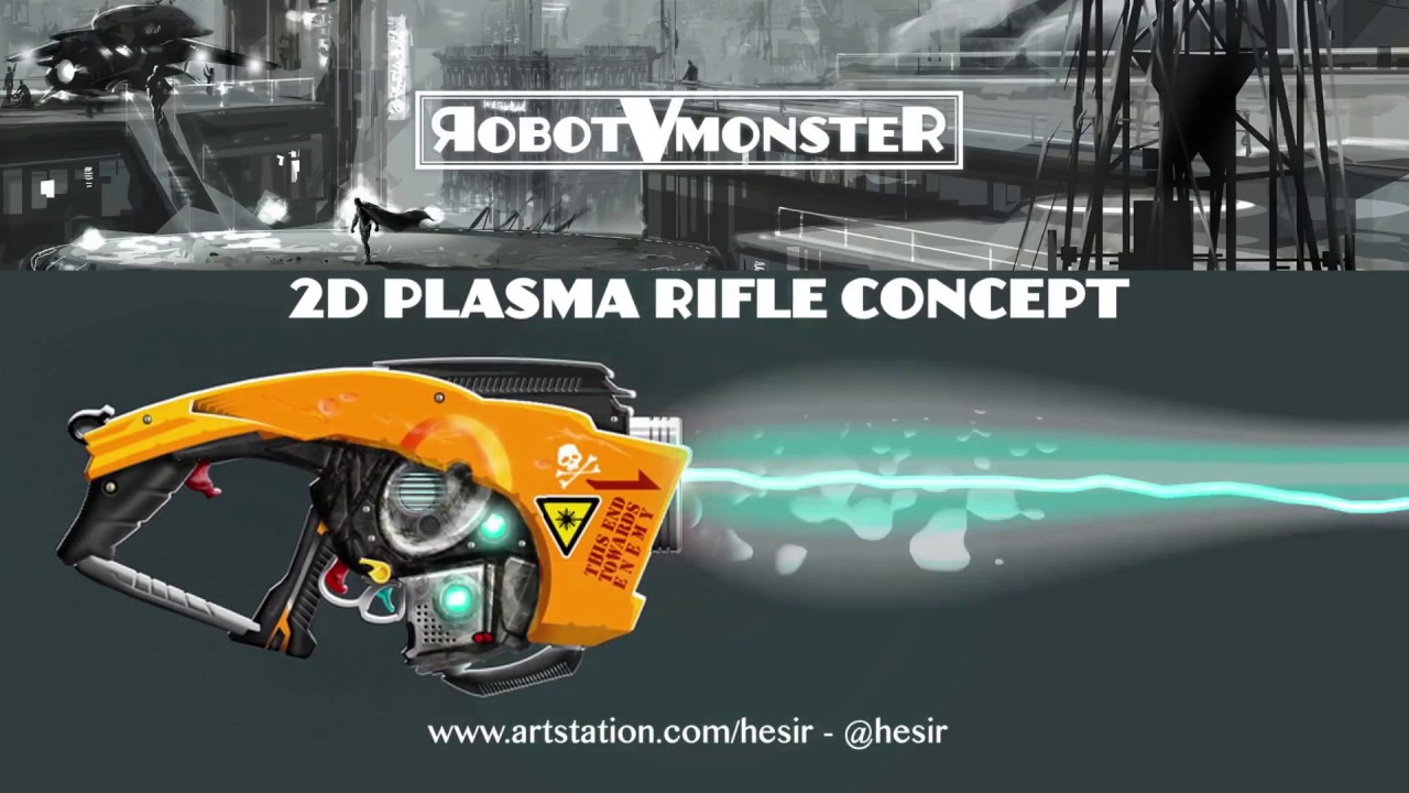 2D Plasma Rifle Concept - Sketch to Concept with Sound - YouTube