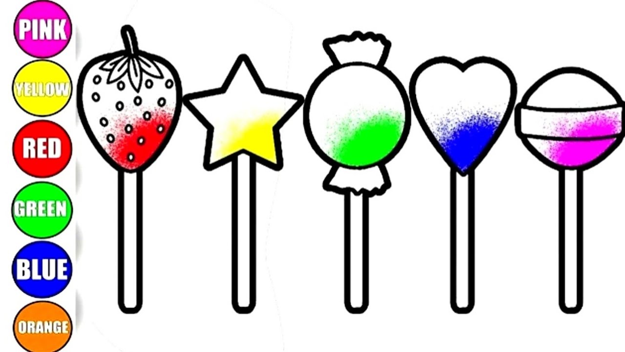 🍭Kids Lollipops drawing and painting| 5 lollipops| Easy Drawing and ...