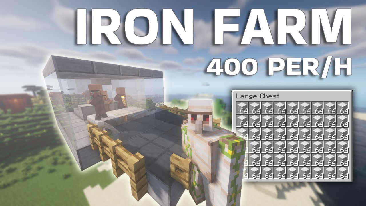 NEW Easy Iron Farm - 400 Per Hour in Minecraft 1.19 - YouTube
