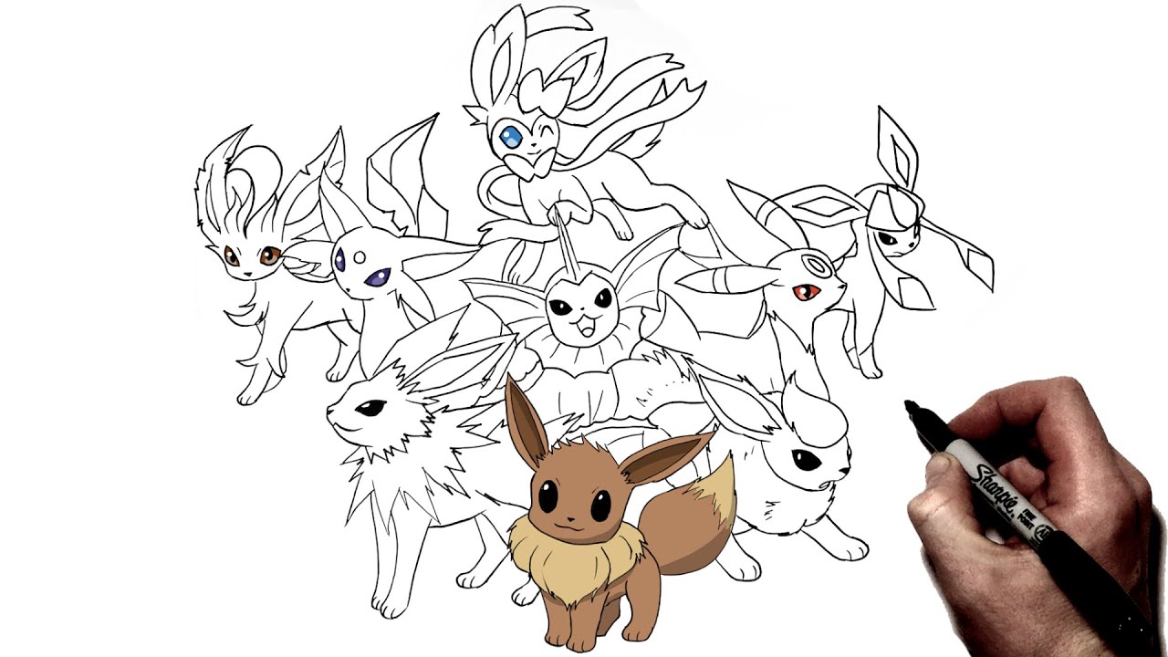 How To Draw Evee's Evolutions | Step By Step | Pokemon - YouTube
