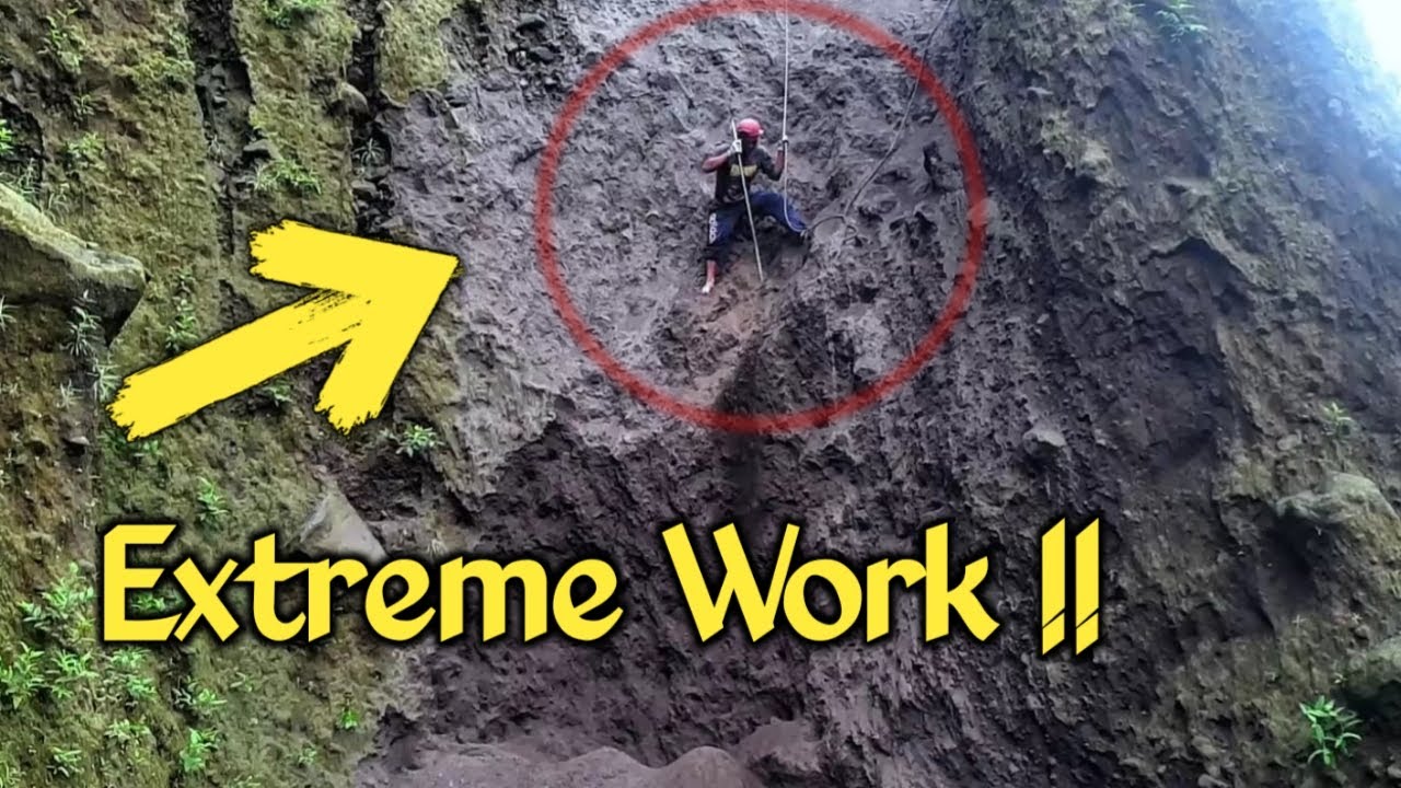 Miner knocked down black sand from a high cliff WITHOUT the help of ...