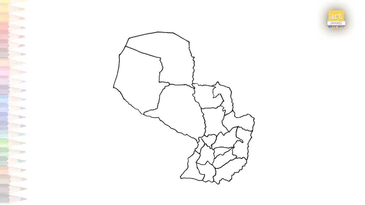 Paraguay Map outline | Paraguay Mapa dibujo | How to draw Paraguay Map ...