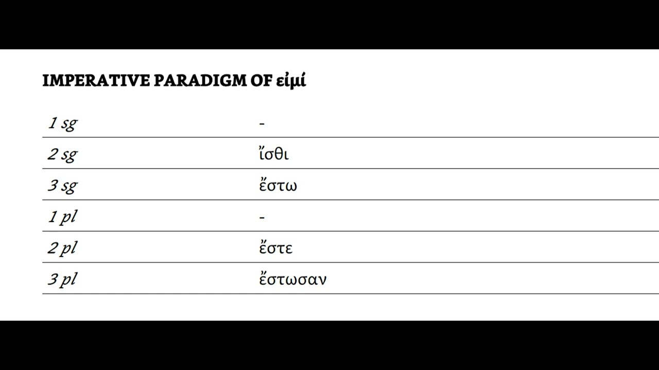 Imperative εἰμί Paradigm (Rote Learning) - YouTube