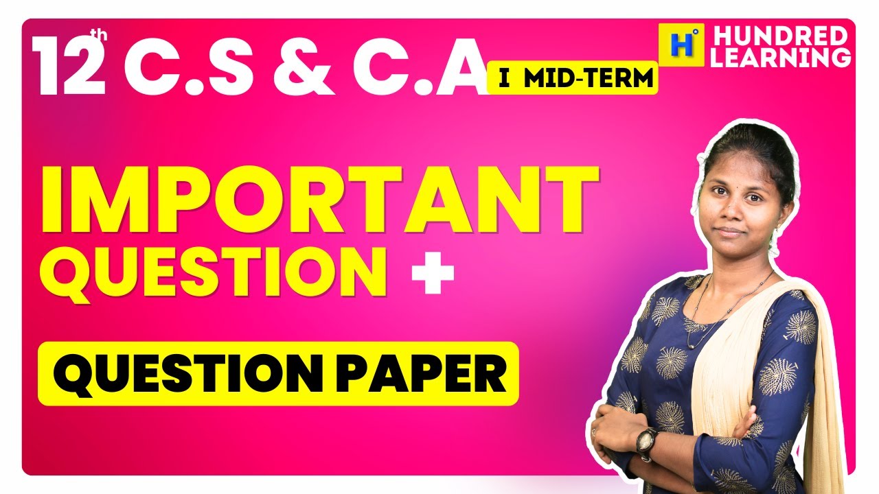 12th CS, CA 1st Mid term Important questions 2024 | 1st Mid term ...