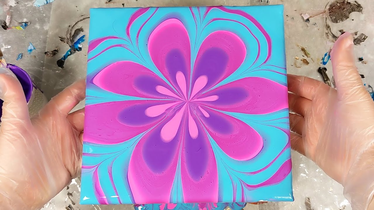 PINK, PURPLE, & BLUE FLOWER Paint Pour Over Silicone Cup - Relaxing ...