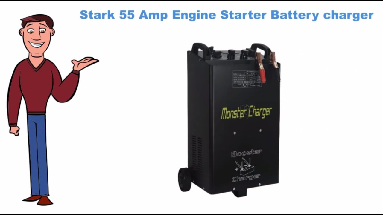 Stark 55 Amp Engine Starter Battery charger Detail Review - YouTube