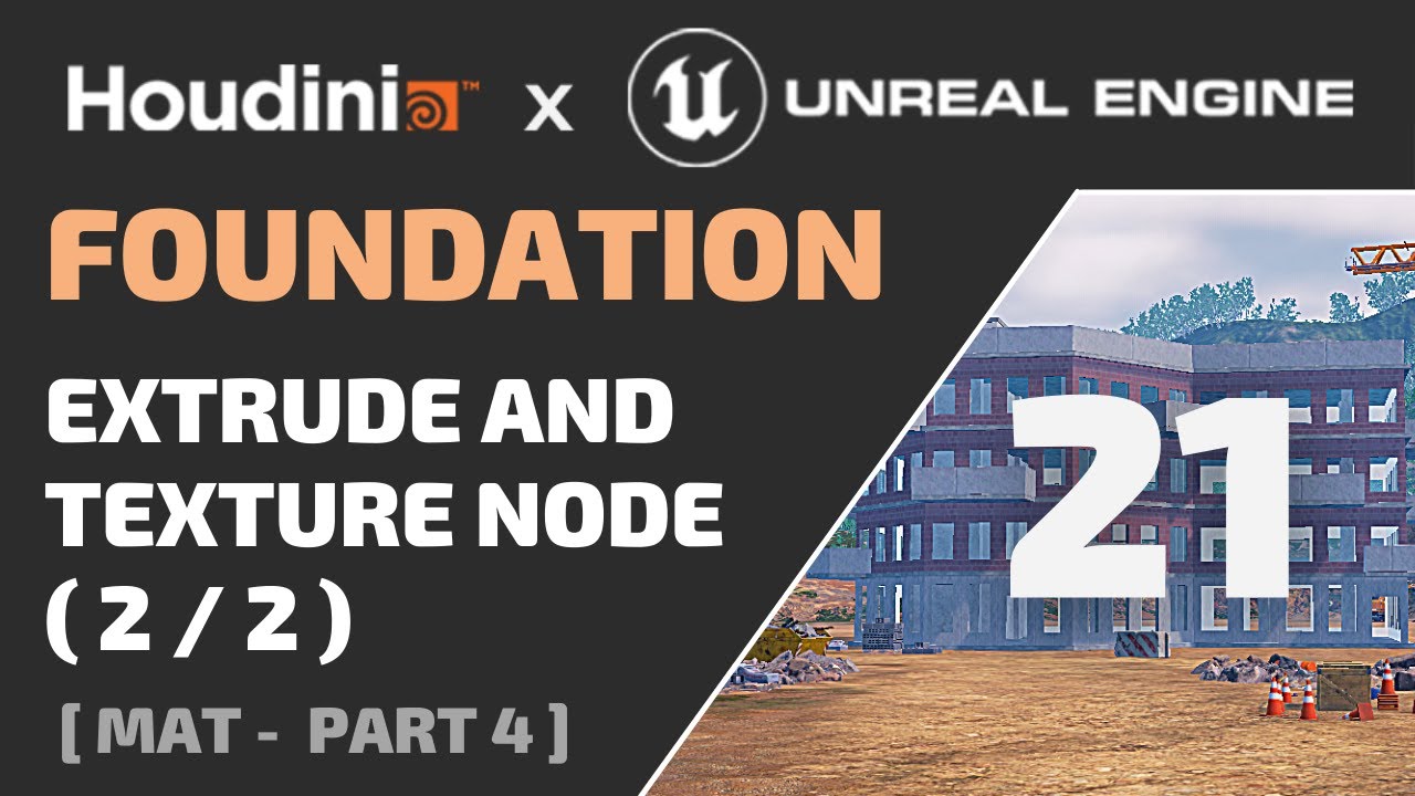 HOUDINI FOUNDATION - 21 - Extrude and Texture Node (2/2) - ( Free Tutorial for Game Dev in ...