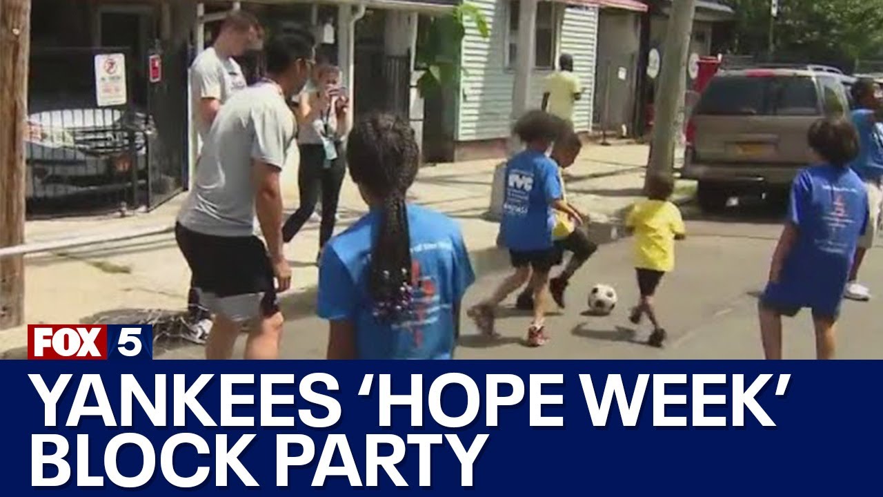 Yankees 'Hope Week' block party - YouTube