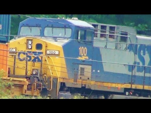 CSX 100 Pulling Intermodal Train on Elevated Tracks - YouTube