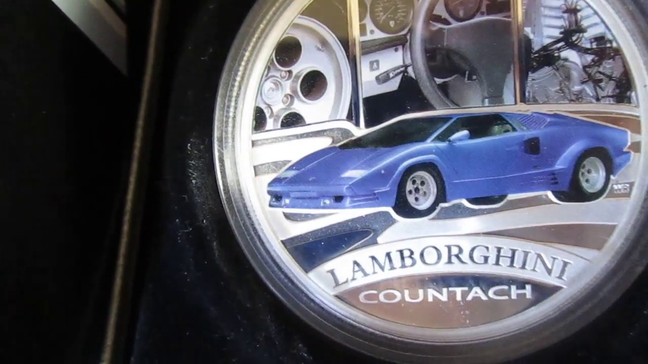 Perth Mint Tuvalu 1990 Lamborghini Countach 1 Oz .999 Silver Coin ...