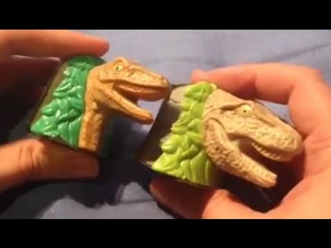Jurassic Park Raptor and T-Rex Candy Heads - YouTube