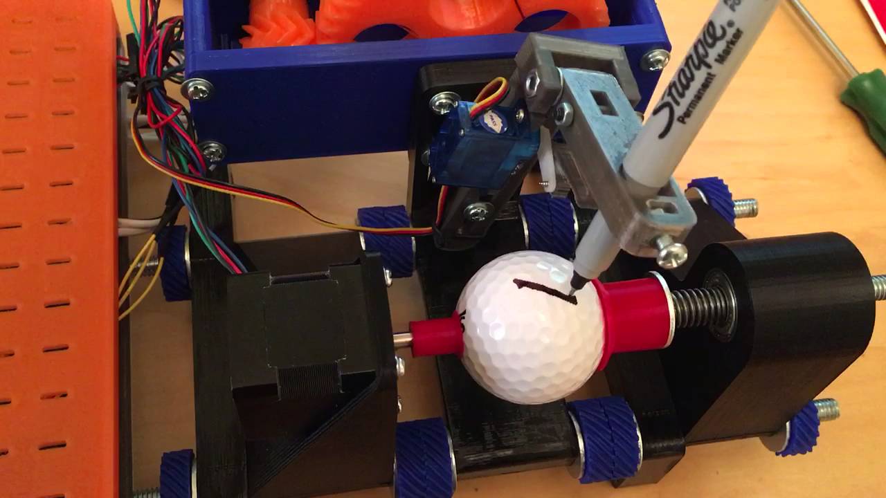 Geared egg bot golf ball with flames part 1 - YouTube