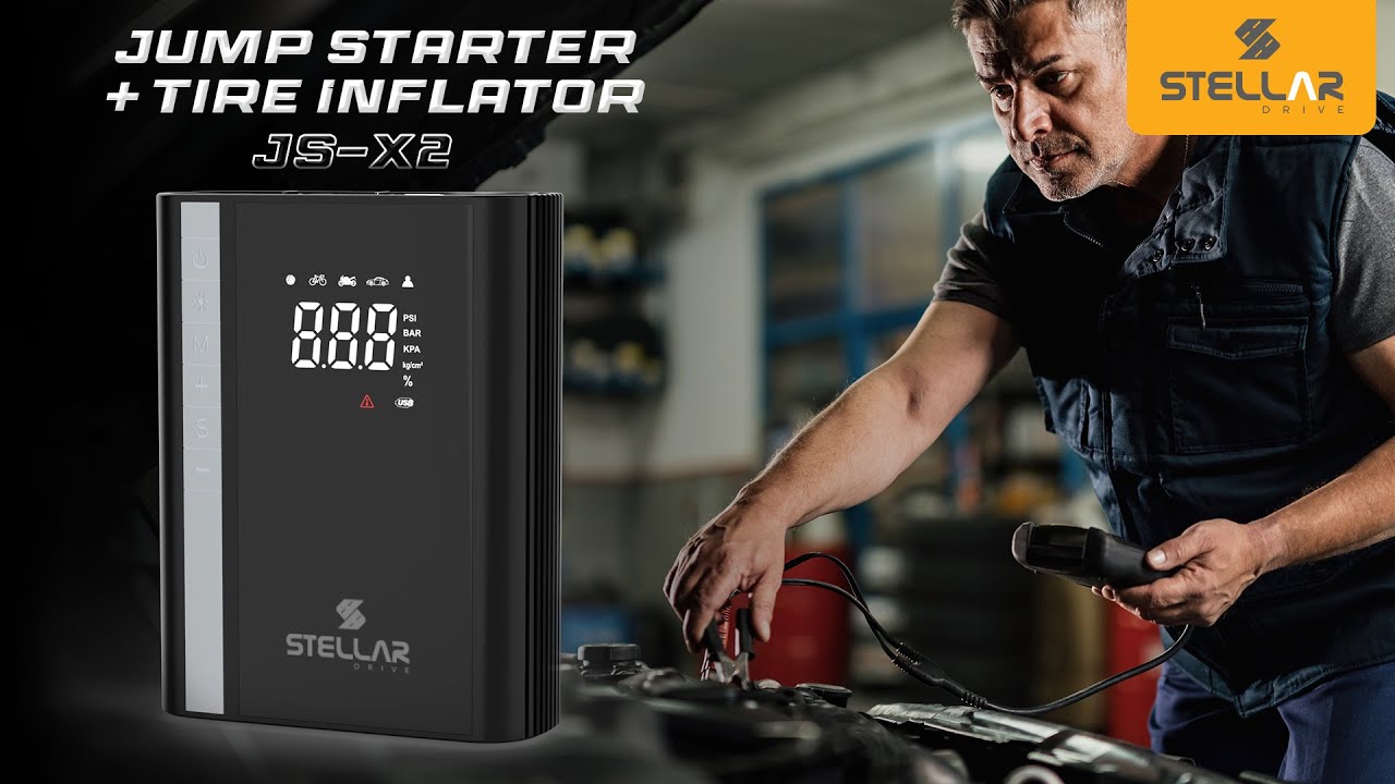 Stellar Drive JS-X2 Car Jump Starter with Tire Inflator emergency ...