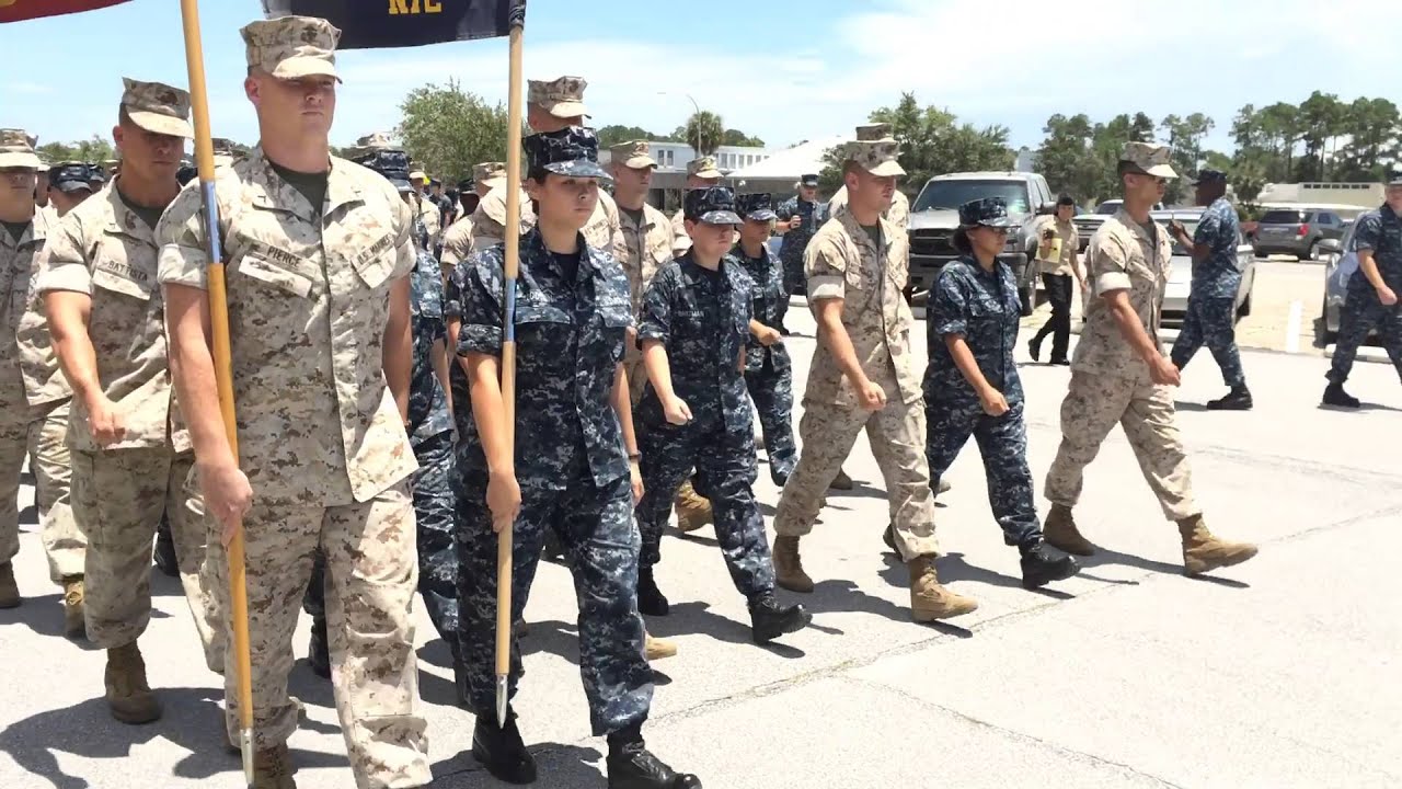 Marines March with Navy - YouTube
