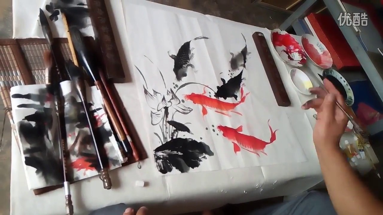 Chinese brush painting - Gold Fish - YouTube