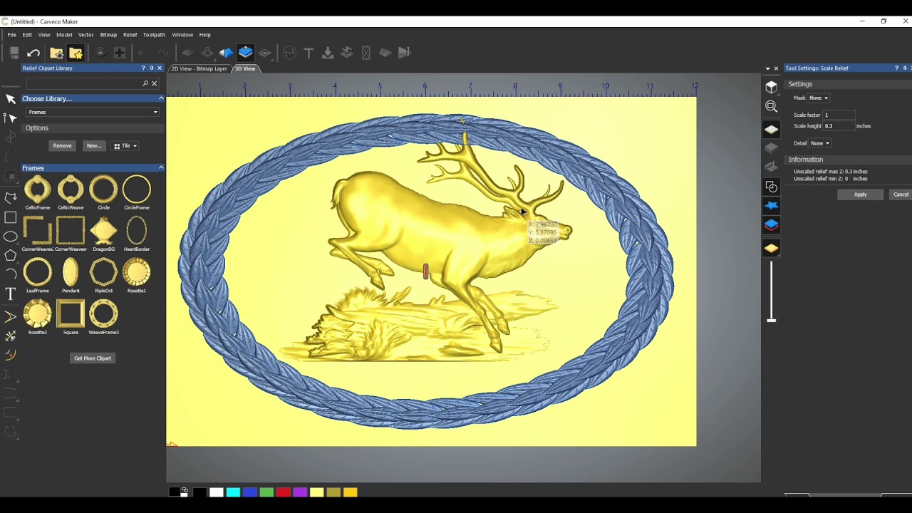 Carveco Maker -Design and Toolpath for 3D Elk Carve - YouTube
