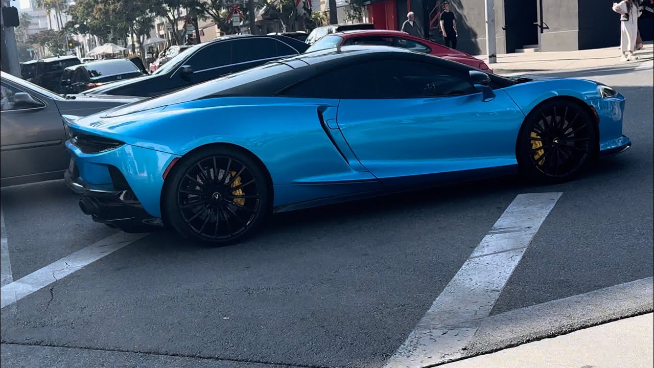 McLaren GT Twin Turbo V8 Spotted In Rodeo Drive, Los Angeles - YouTube
