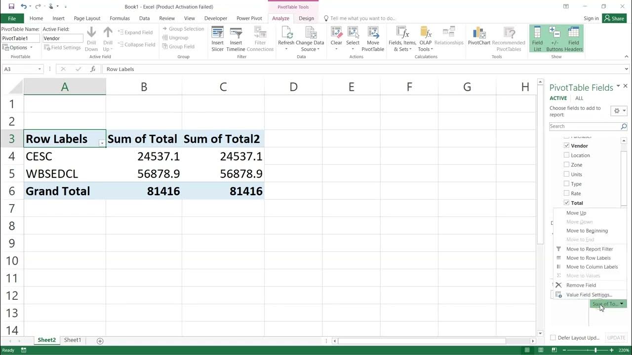 Percentage Calculation Based on the Total Using Pivot Table In Excel - YouTube
