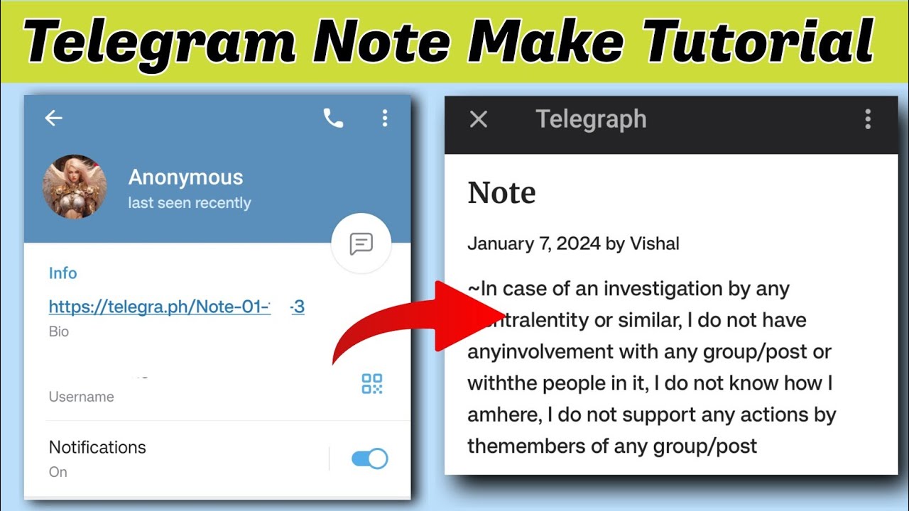 Telegram Note Make Tutorial | telegram bio me personal details link ...