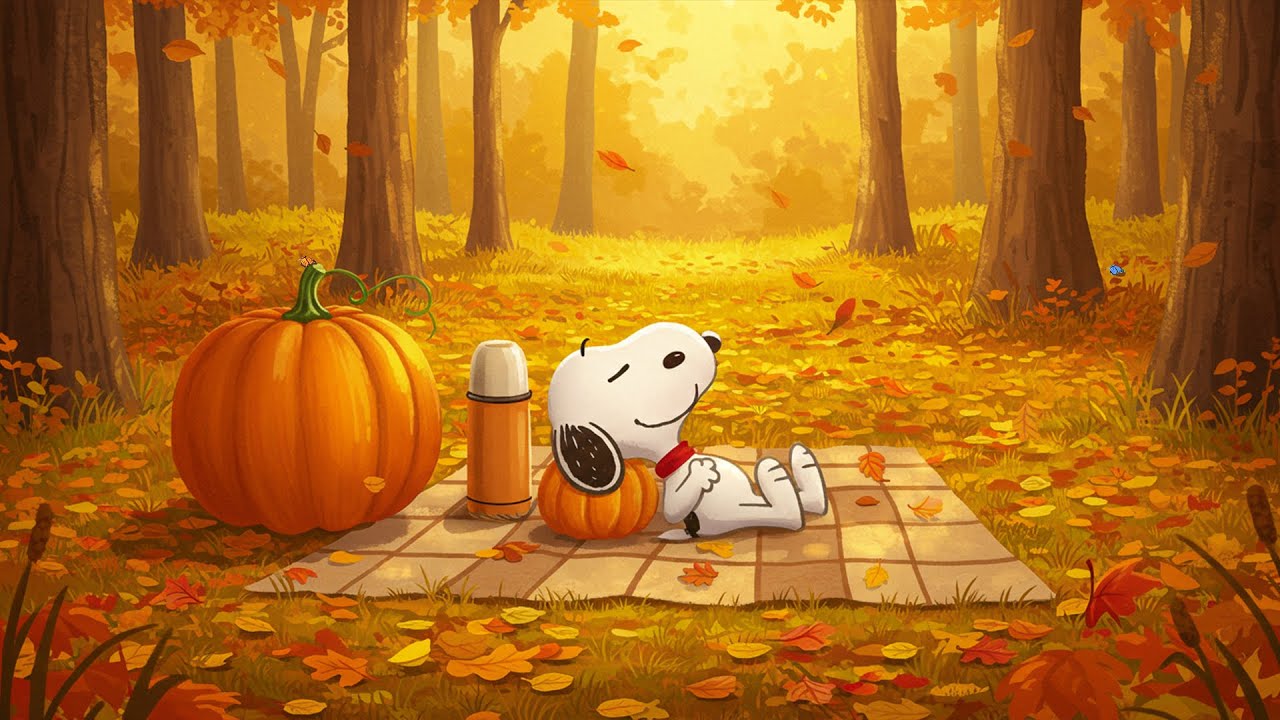 Snoopy’s Cozy Autumn Picnic ☕🍁 Relaxing Fall Jazz Ambience for Study, Reading - YouTube