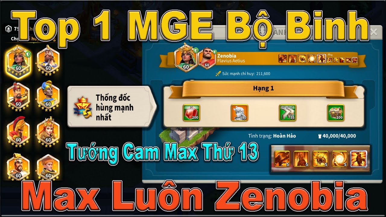 TOP 1 MGE: Nông Dân Max Luôn ZENOBIA .Tướng Thủ Mạnh trong Rise of ...