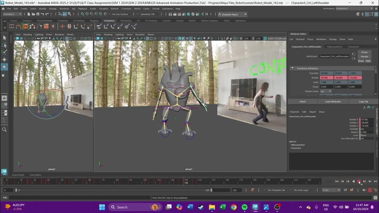 Animation robot walk cycle progress - YouTube