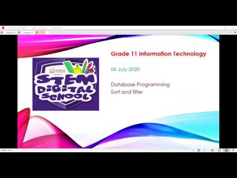 Grade 11 - IT | 06 July 2020 | Database Programming: Sort and Filter ...