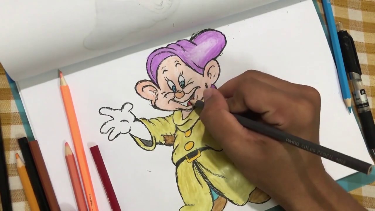 Dopey Drawing Layout Seven Dwarfs. Sunday Drawing - YouTube