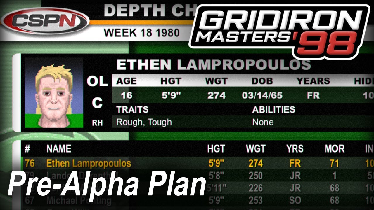 Gridiron Masters '98 || Pre-Alpha Testing Plan - YouTube