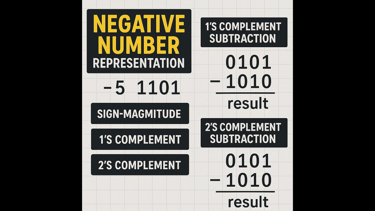 Negative Number representation and 1's compliment and 2's Compliment ...