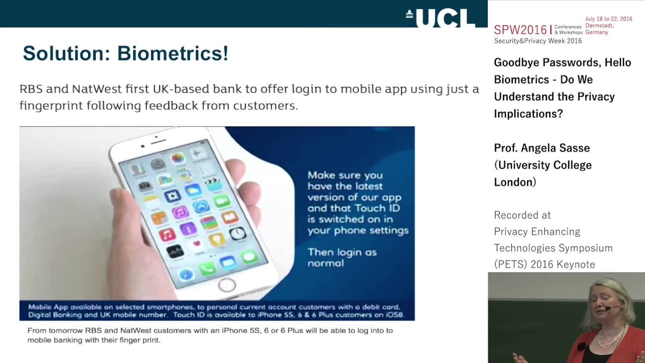 Angela Sasse - Goodbye Passwords, Hello Biometrics: Do We Understand ...
