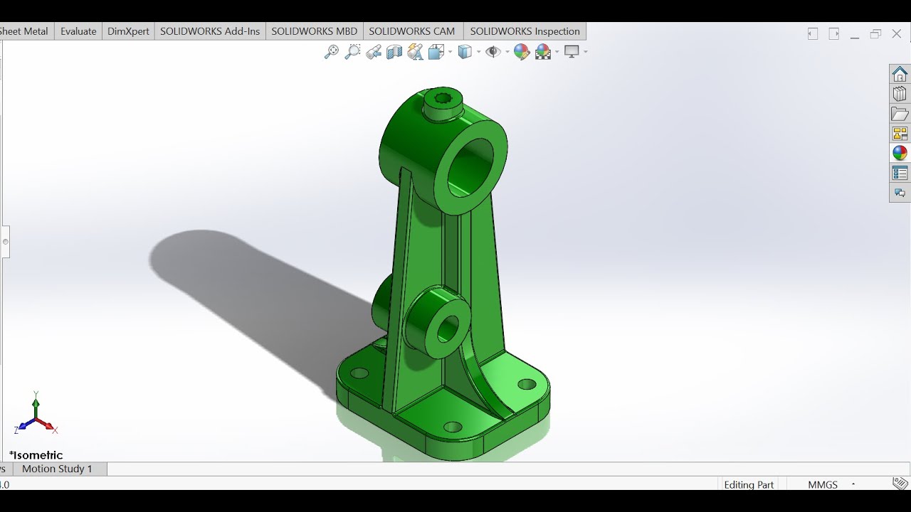 solidworks tutorial bearing bracket part 43 - YouTube