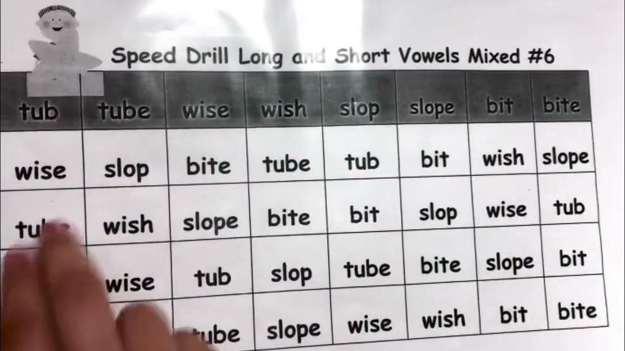 Long and Short Vowel Practice | Fluency Drills Example | Vowel ...