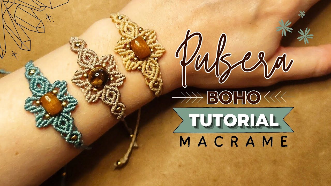 🔮 Pulsera de Macrame Boho Fácil y Bonita #42 | DIY Easy Macrame Bracelet with Stone Tutorial ...