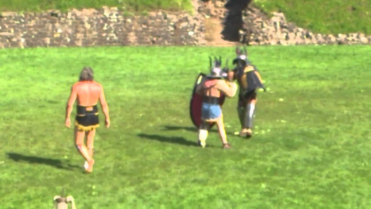Roman Re-enactment in Caerleon Ampitheatre (The Gladiators) - YouTube