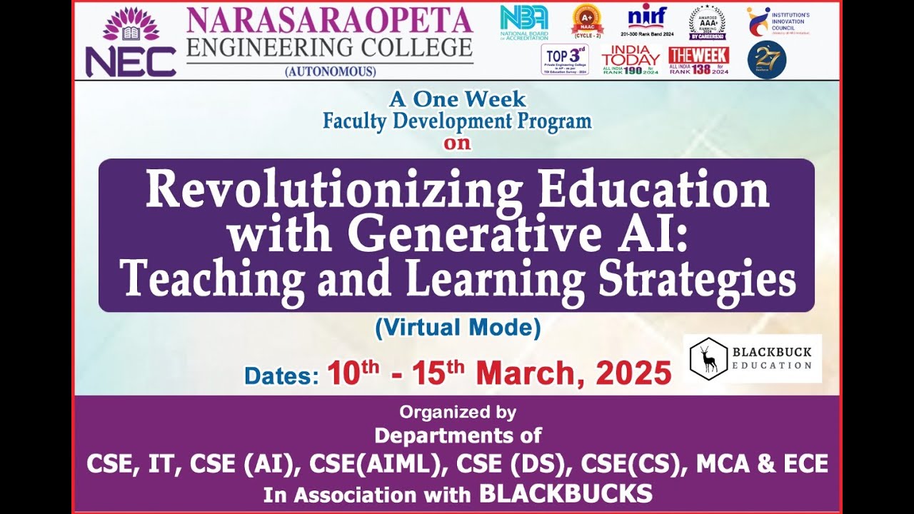 Blackbucks - NEC Join FDP on Generative AI for Teaching & Learning - YouTube