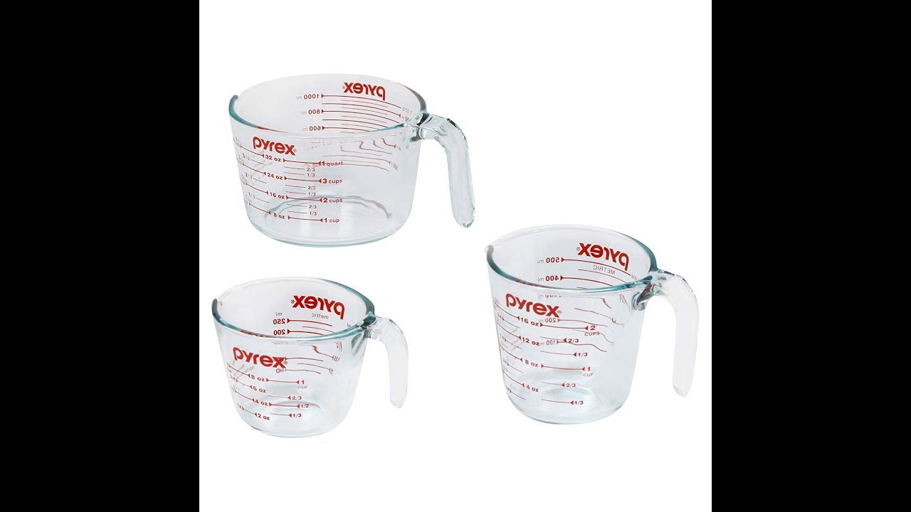 Pyrex Measuring Cups 3 Piece Clear - YouTube