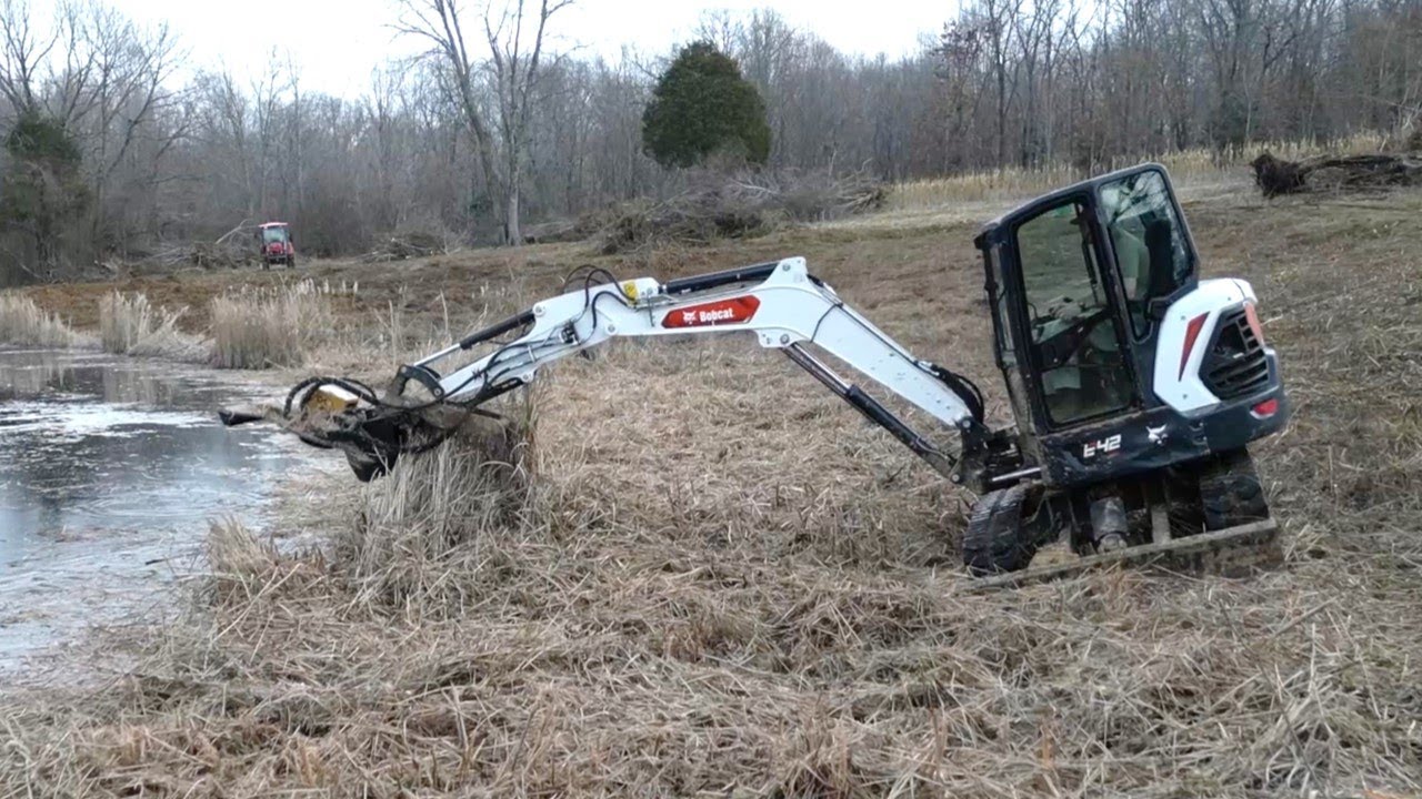 Transforming a Pond in Minutes: Watch the Mini Excavator Brush Cutter ...