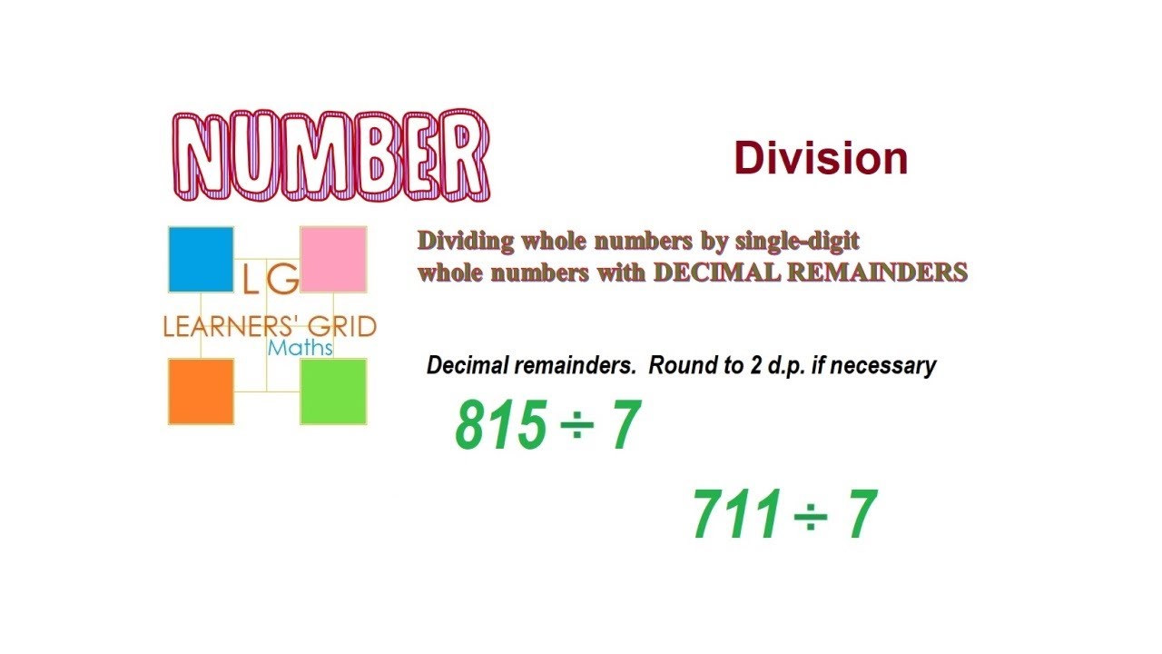 DIVIDING Whole Numbers with Decimal Remainders Tutorial 2 YouTube DIVIDING Whole Numbers with Decimal Remainders Tutorial 2 YouTube
