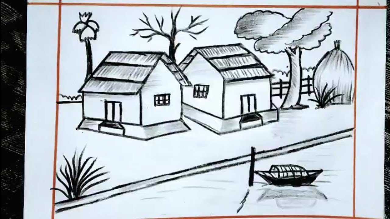 Village draw,gramer drisso art/Step by step drawing/pencil drawing 🏕️🏕️ ...