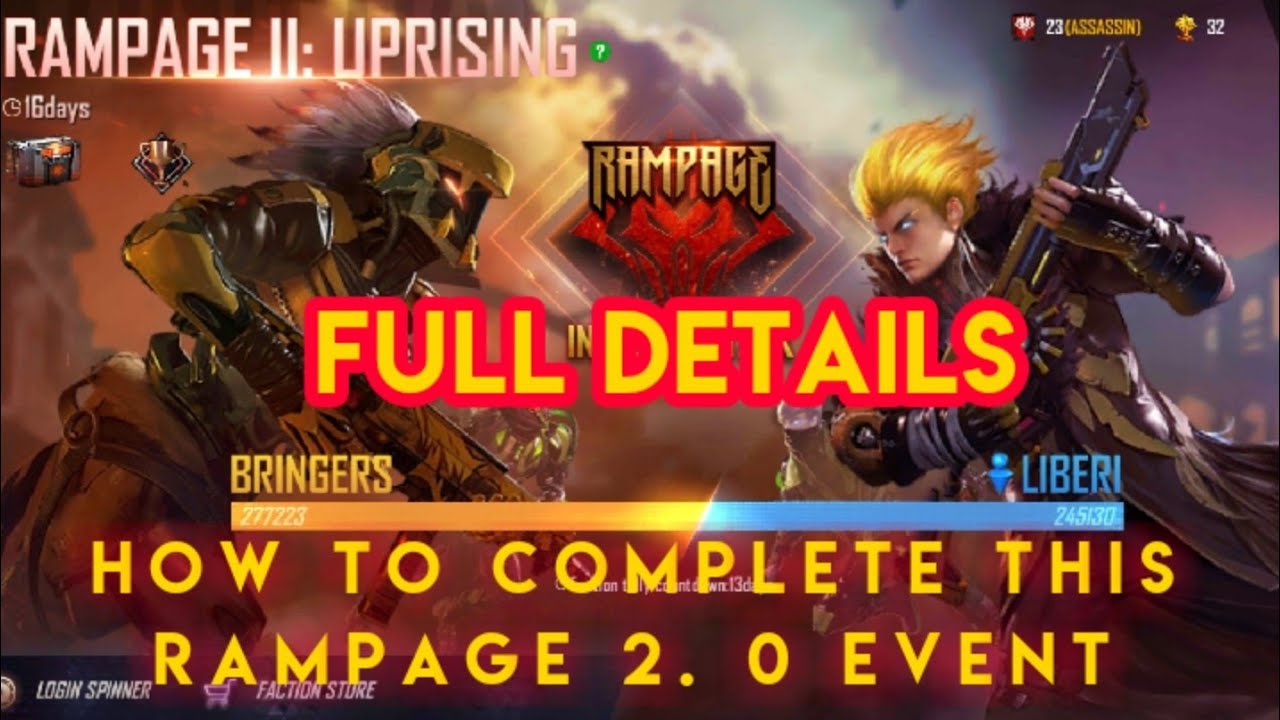 HOW TO COMPLETE THIS RAMPAGE 2. 0 EVENT. FULL DETAILS।GARENA FREE FIRE ...