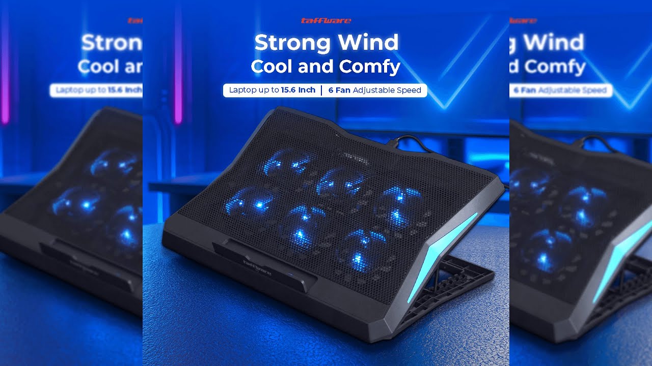 Taffware MC Gaming Cooling Pad Laptop 6 Fan - Q3 - 7RCF18BK - YouTube