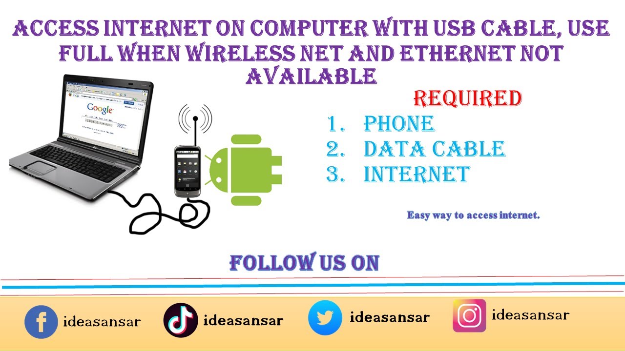 access internet on computer with usb cable, use full when wireless net ...
