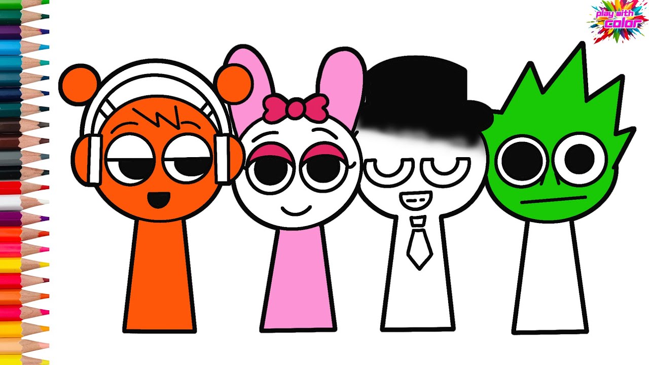 How to Draw cute Black Oren and Pinki from Sprunki | Easy tutorial - YouTube